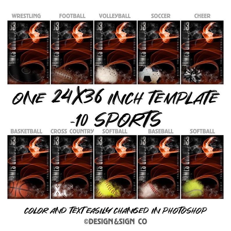 Multi-sports Template-24x36 Inch 300 Dpi-digital Download PSD for ...