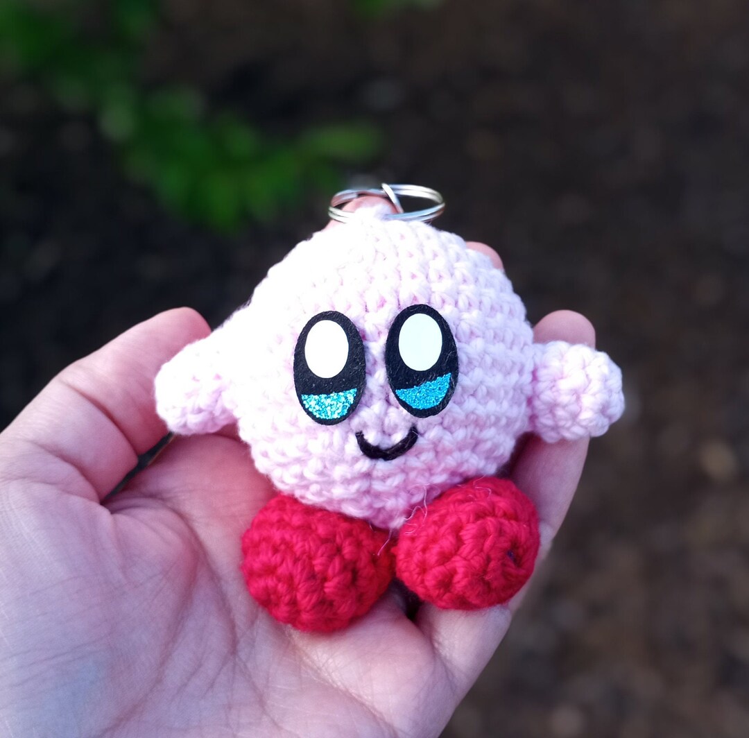Pink Kirby Keychain Crochet PDF Pattern Amigurumi Stuffie - Etsy