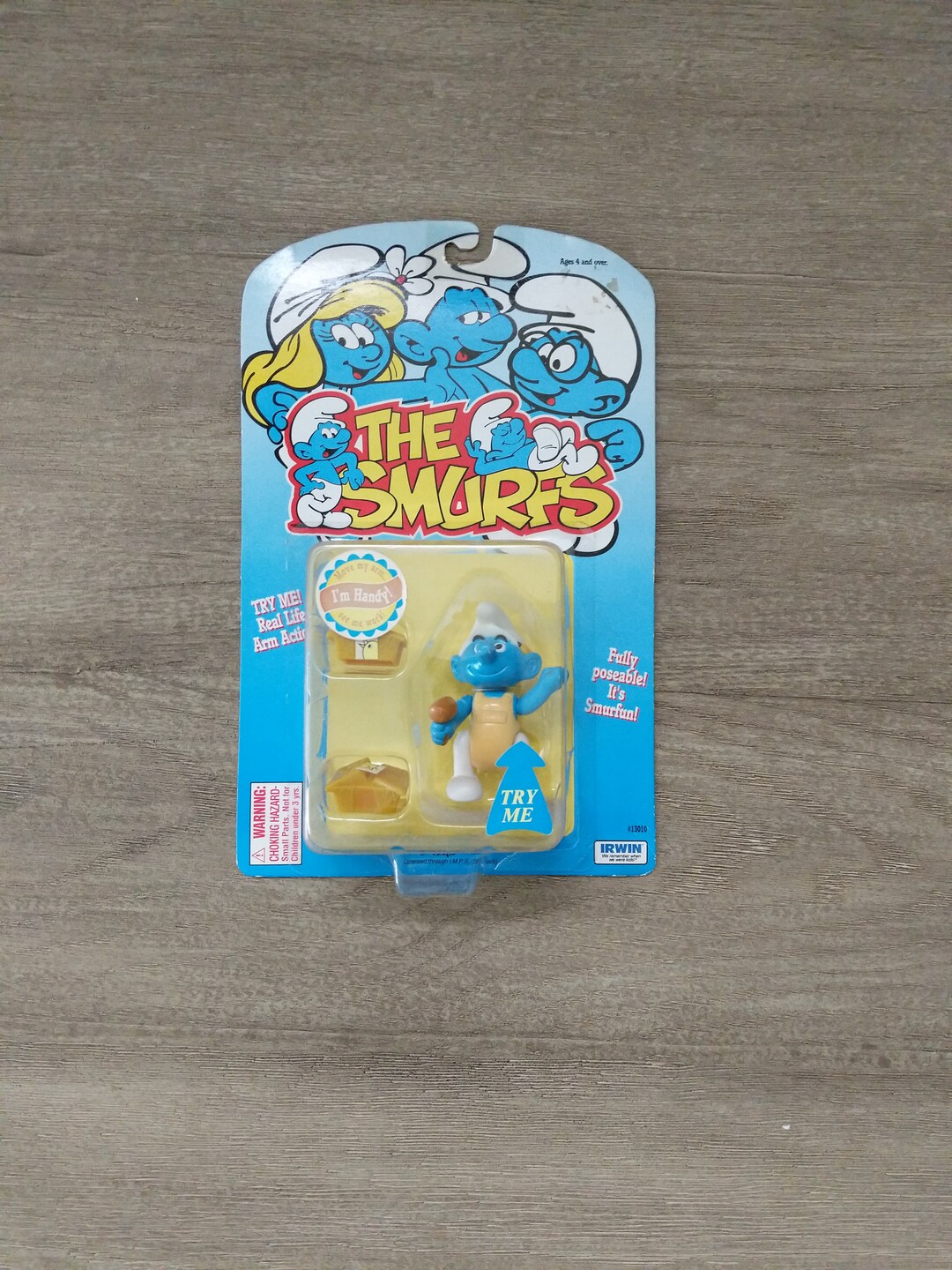 Vintage Handy Smurf Action Figure: Moveable Arms, NIB the Smurfs ...