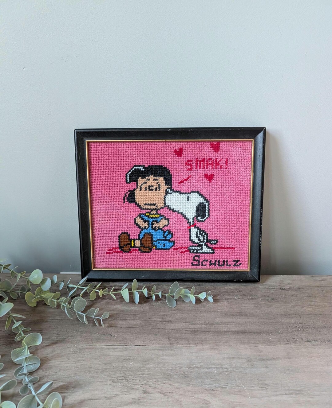 Vintage Snoopy Peanuts Smak Needlepoint Kit Malina Lucy : Pink Crewel ...