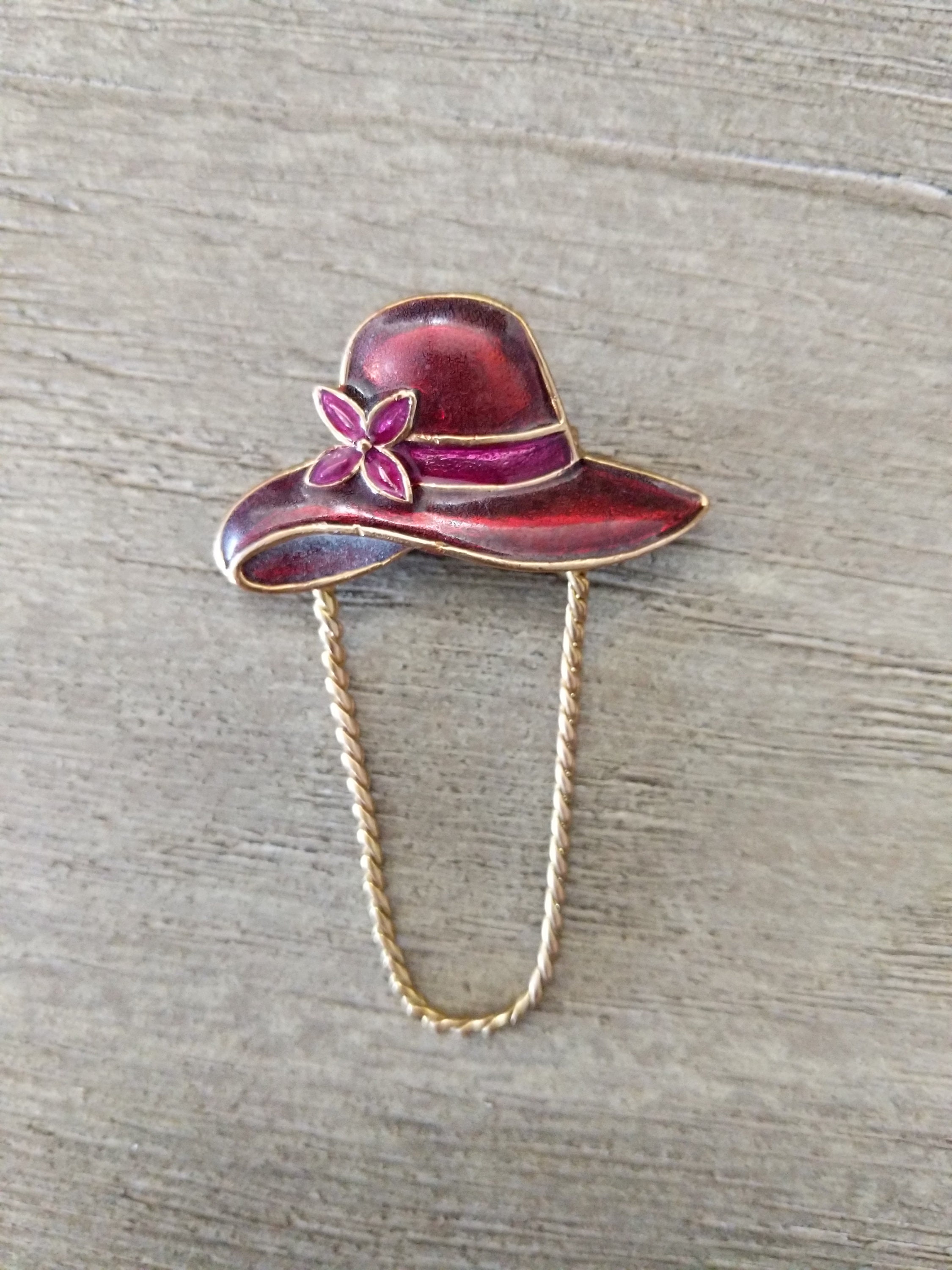 Red Hat Women's Vintage Brooch Gold Pin Ornate Jewelry | Etsy