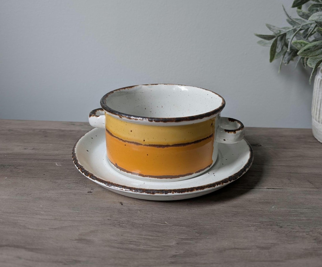 Vintage Midwinter Stonehenge Sun Pattern Twin Handle Cream Soup Bowl ...
