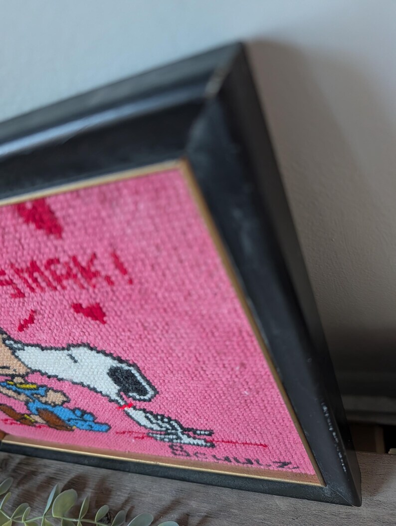 Vintage Snoopy Peanuts Smak Needlepoint Kit Malina Lucy : Pink Crewel ...