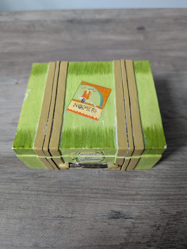 Vintage Jewelry Box - Green Resin Trinket Box Travel Suitcase Design by ...
