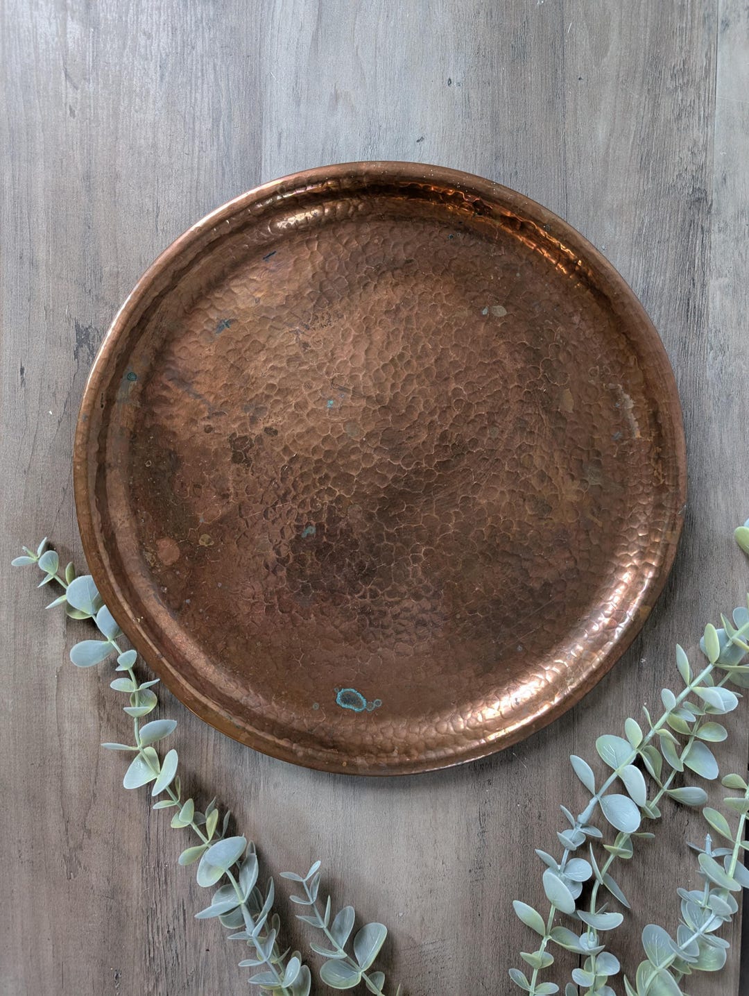 Large Hammered Copper Tray / Serving Platter - Vintage Solid Copper ...