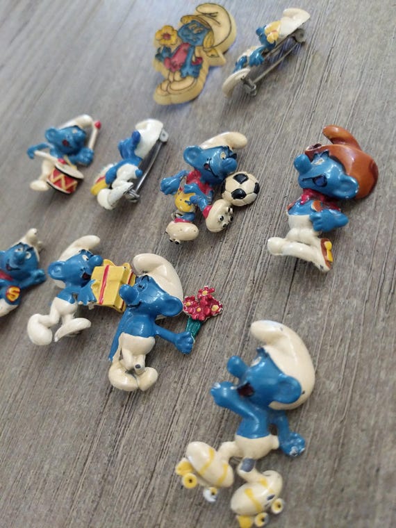 Vintage "The Smurfs" enamel pins: Smurf, Smurfette, P… - Gem