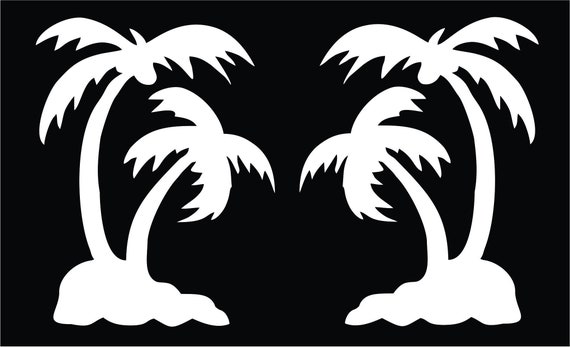 Palm Tree Set 6.0 Vinyl Decal Sticker Design 2 color White | Etsy