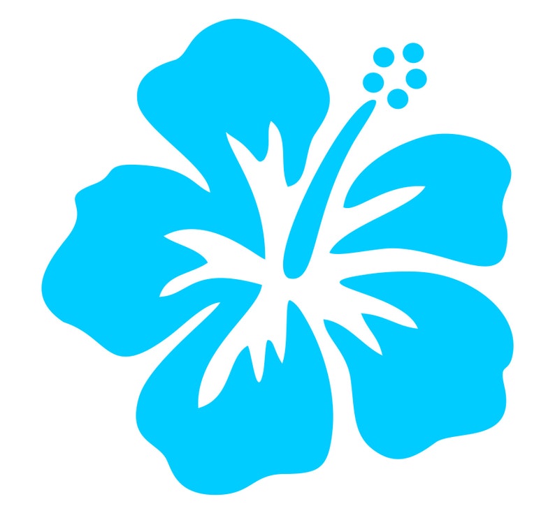 Hibiscus Flower color Light Blue 5.0 Vinlyl Decal Sticker Cute for Cars ...