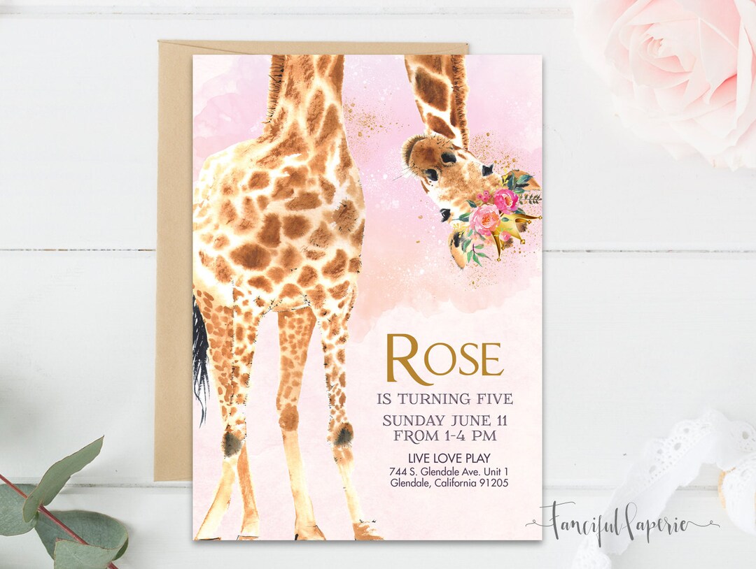 Giraffe Birthday Party Invitation, Giraffe Invite, Magical Birthday ...