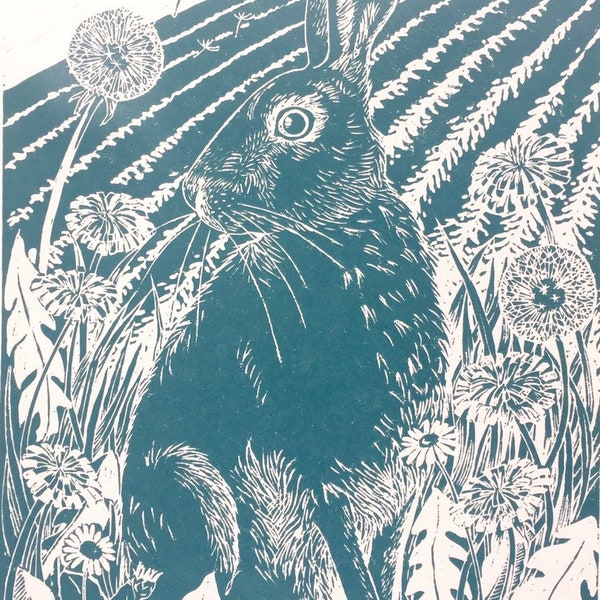 Hare Linocut - Etsy UK