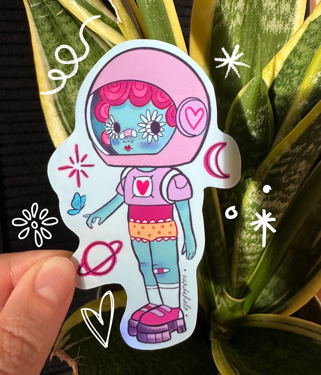 Space Alien Girl Holographic Sticker Cute Vinyl Sticker - Etsy