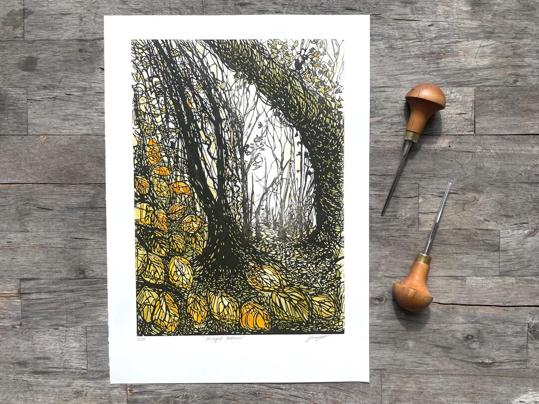 Sunlight Patterns: Original, Hand Printed Lino Cut Artwork by ...