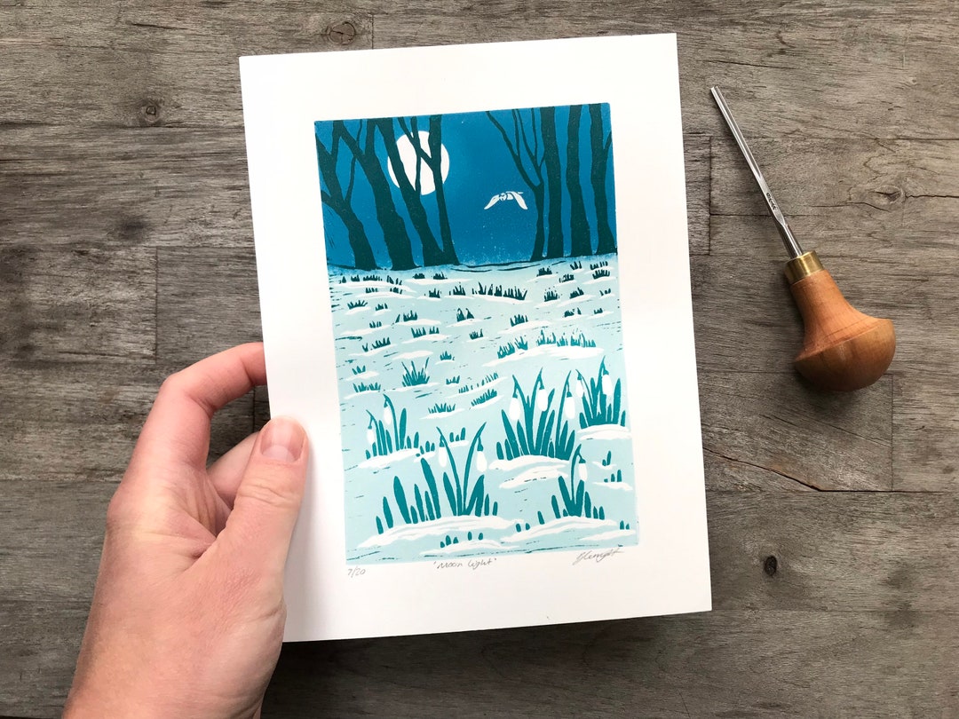 Moon Light: Original, Hand Printed Lino Cut Artwork by Suffolk ...