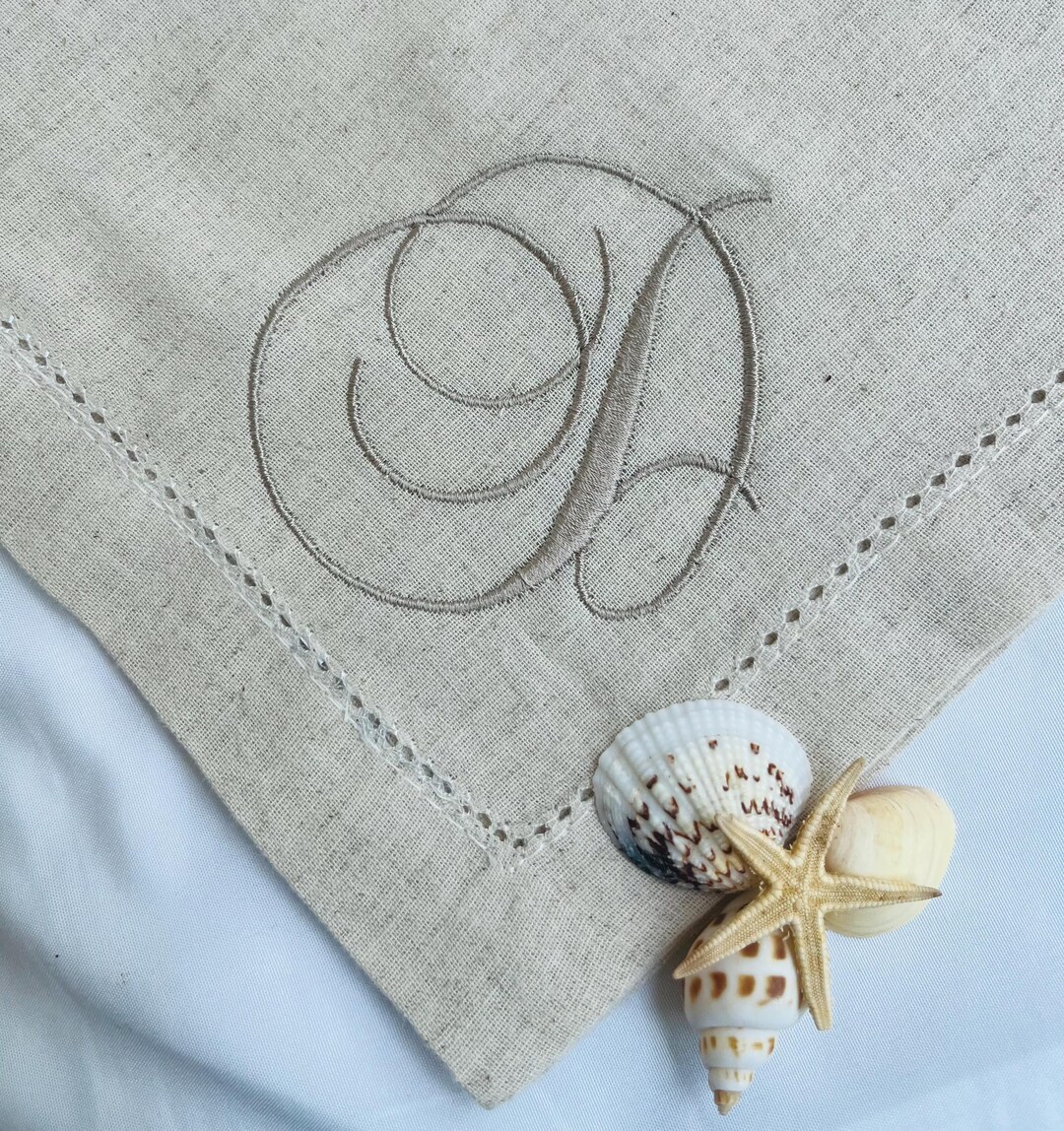 Monogrammed Beige Cloth Napkins: Personalized Embroidered Dinner ...