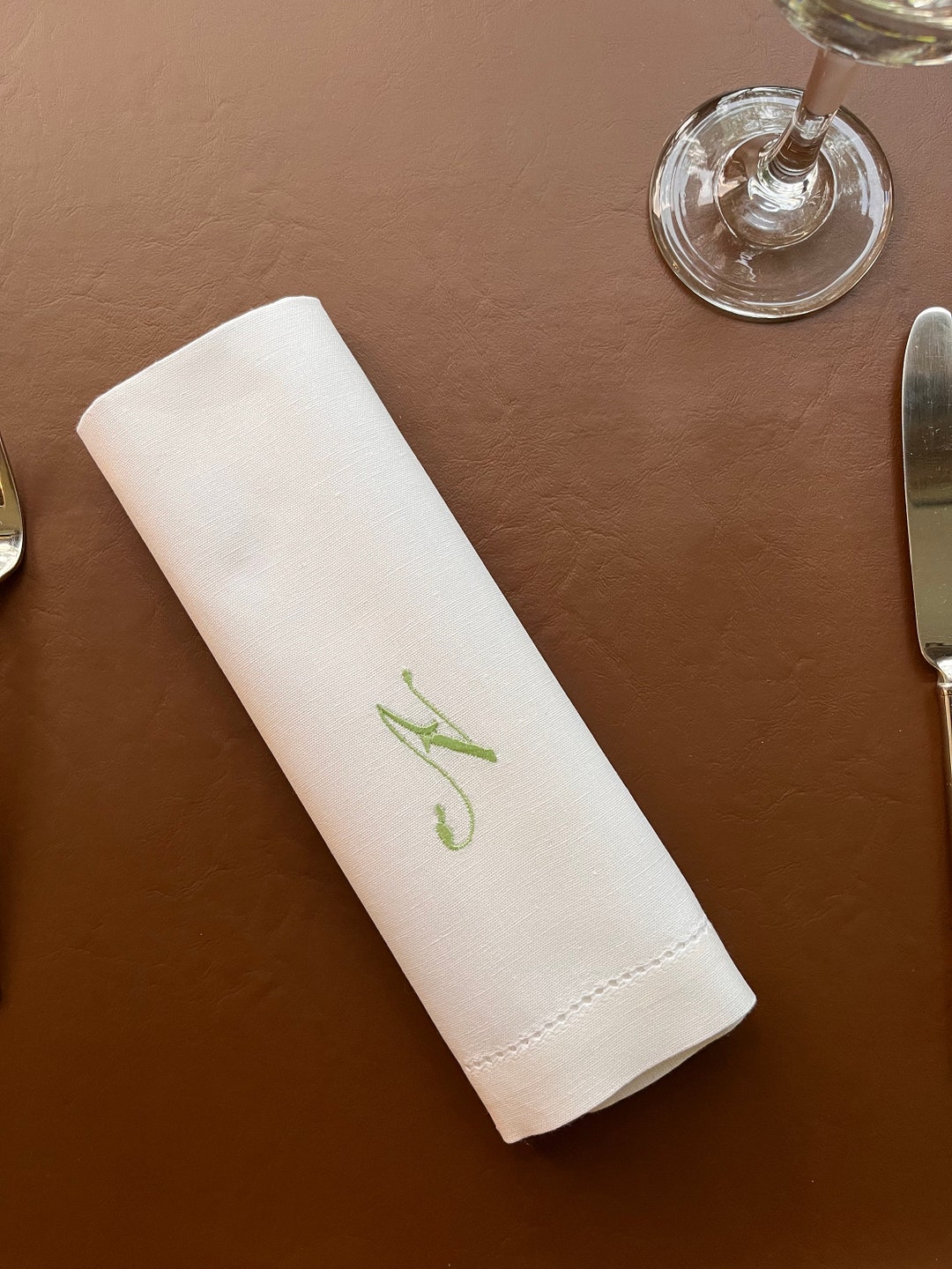 6, Monogrammed, Embroidered, Personalized Cloth White Napkins. Set of 6 ...