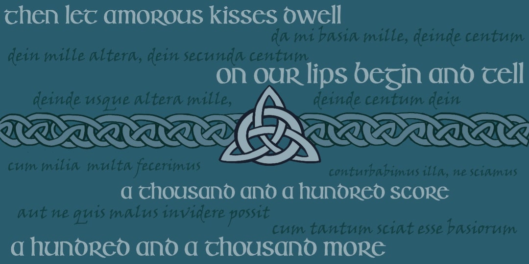 Outlander Scarf // Catullus Poem // Da Mi Basia Mille / Blue - Etsy