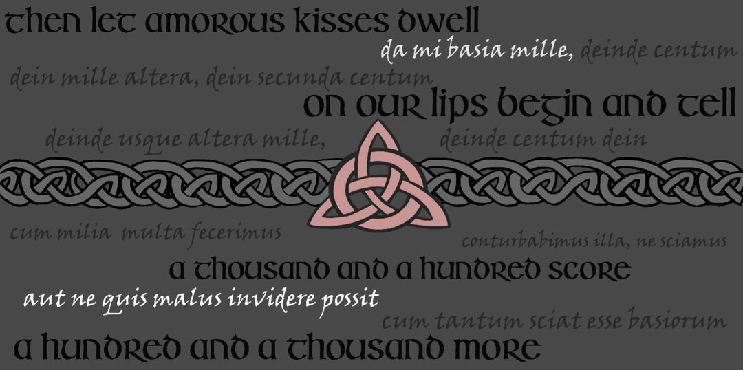 Outlander Scarf // Catullus Poem // Da Mi Basia Mille / Grey - Etsy