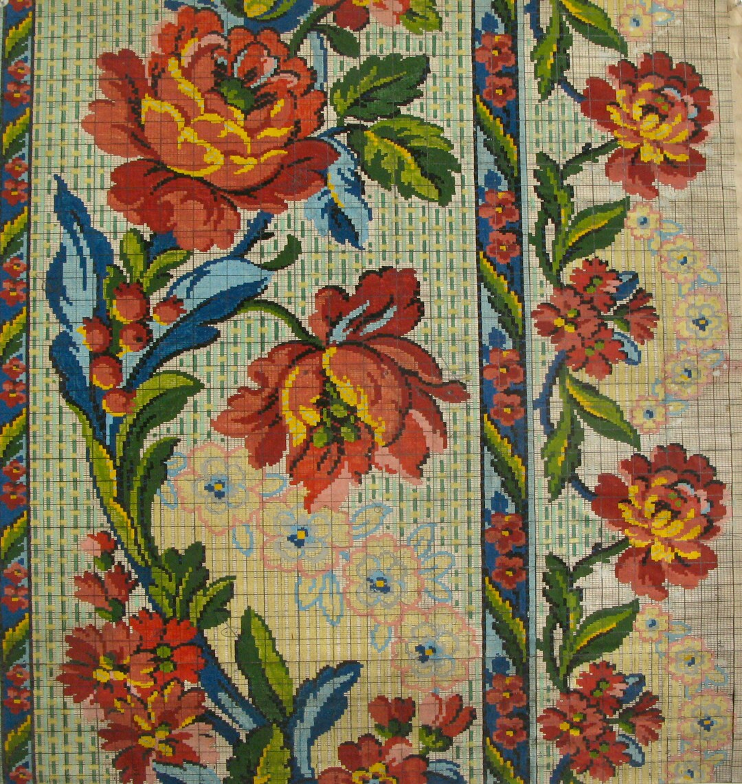 19th C. French Textile Design on Paper - Etsy