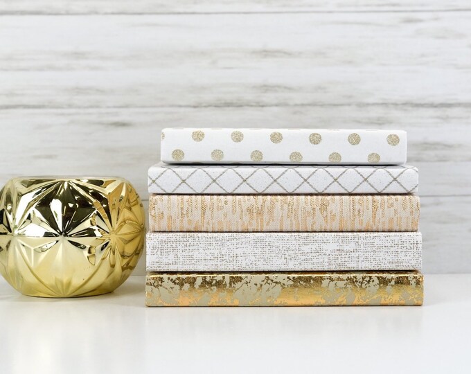 Gold and White Decorative Books / Fabric Covered Books / Book Decor - Etsy