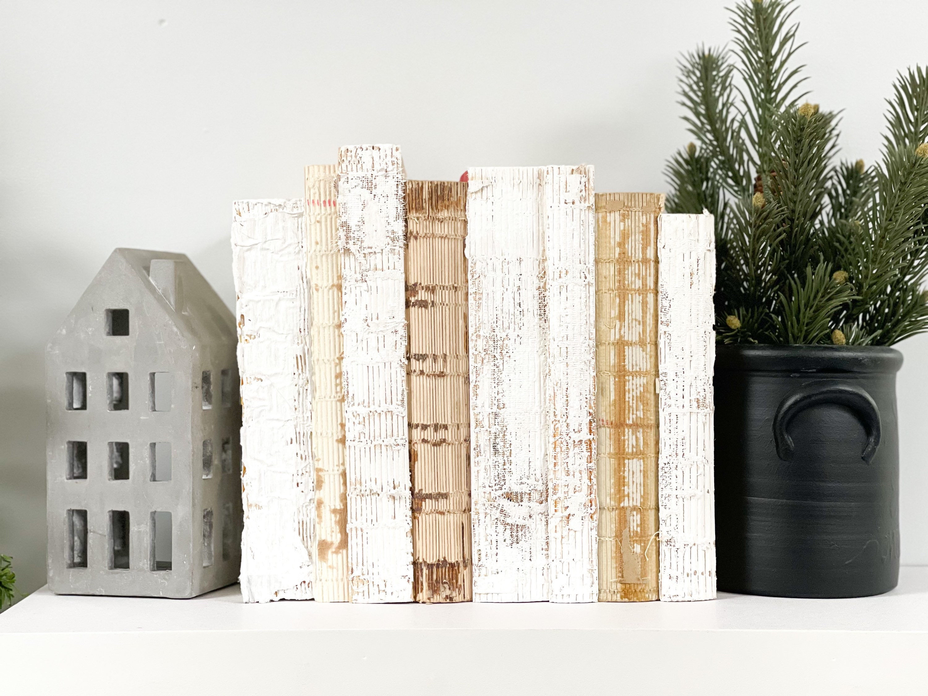 Distressed White Books for Home Decor Rustic Living Room - Etsy