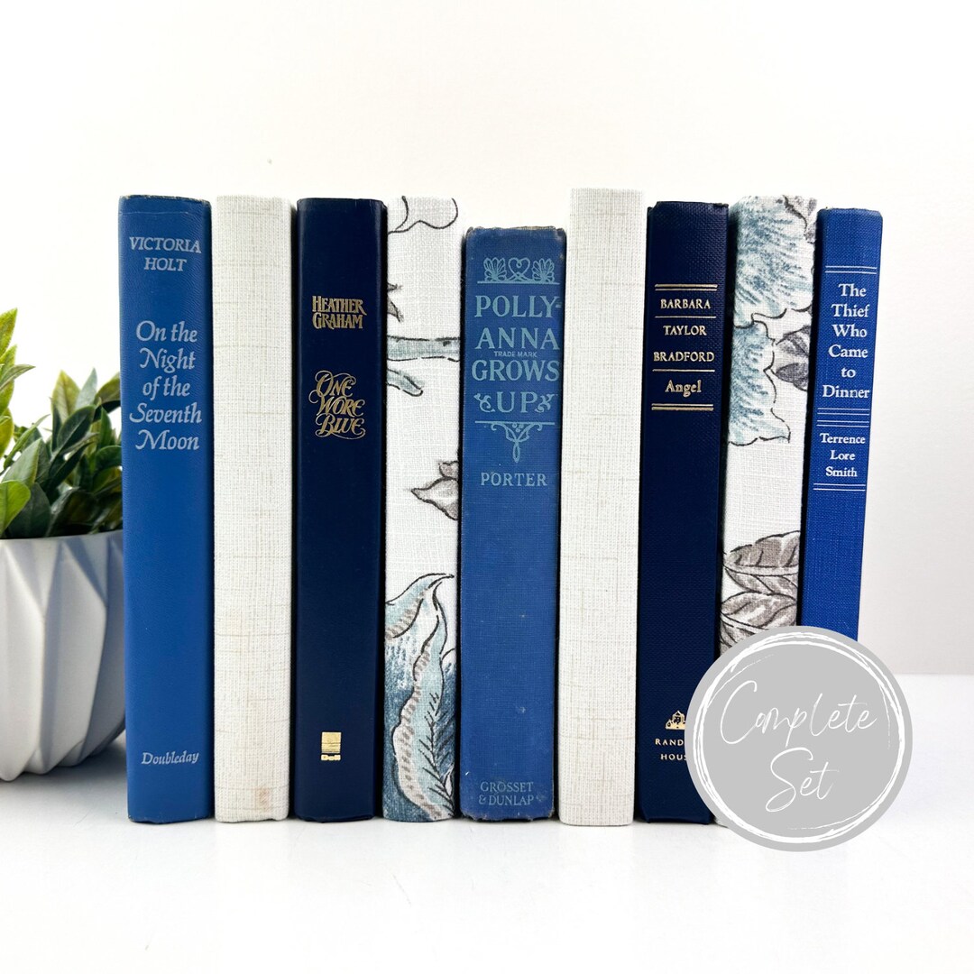 Blue Book Set, Blue Home Decor, Shelf Decorating, Bookshelf Decor - Etsy