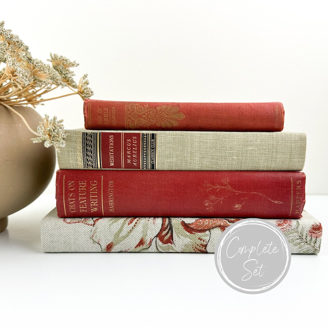 Red Books for Decor, Book Set for Decorating, Living Room Decor - Etsy