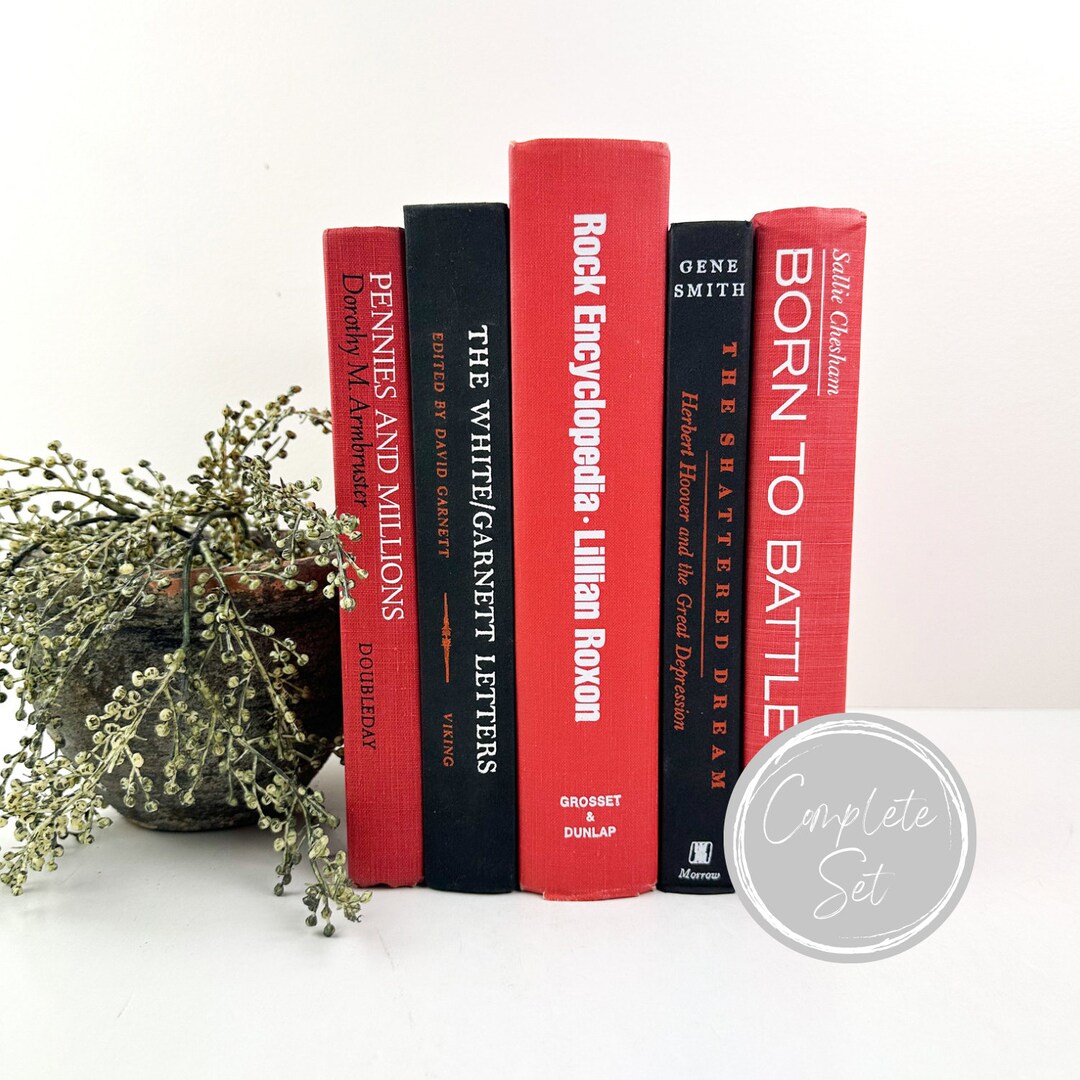 Book Decor, Red and Black Book Set, Display of Books, Books by Color - Etsy