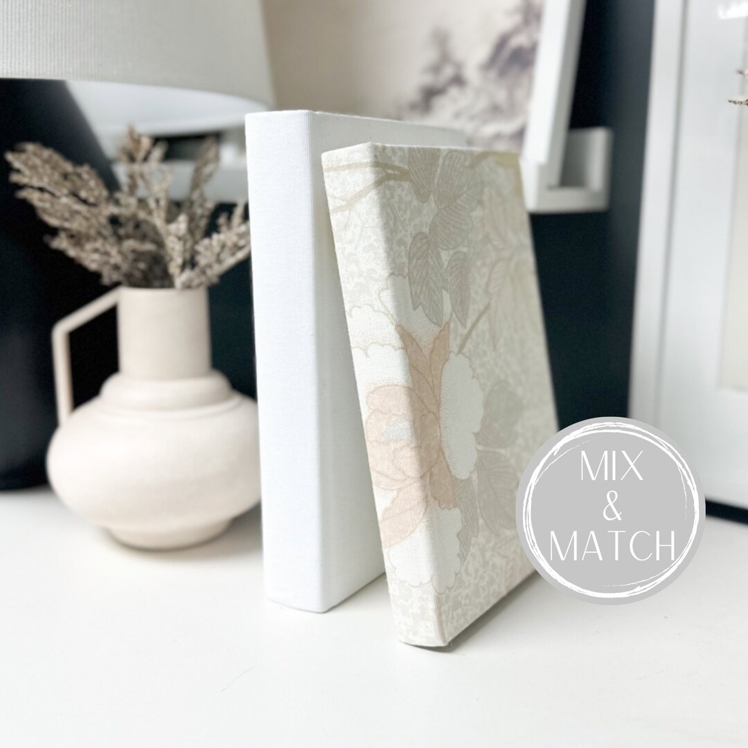 Linen Wrapped Books for Shelf Decor, Decorative Books, Book Set, Coffee ...