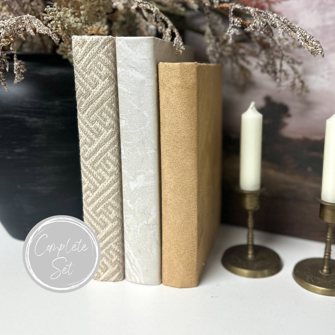Neutral Fabric Covered Book Set, Shelf Decor, Living Room Decor - Etsy