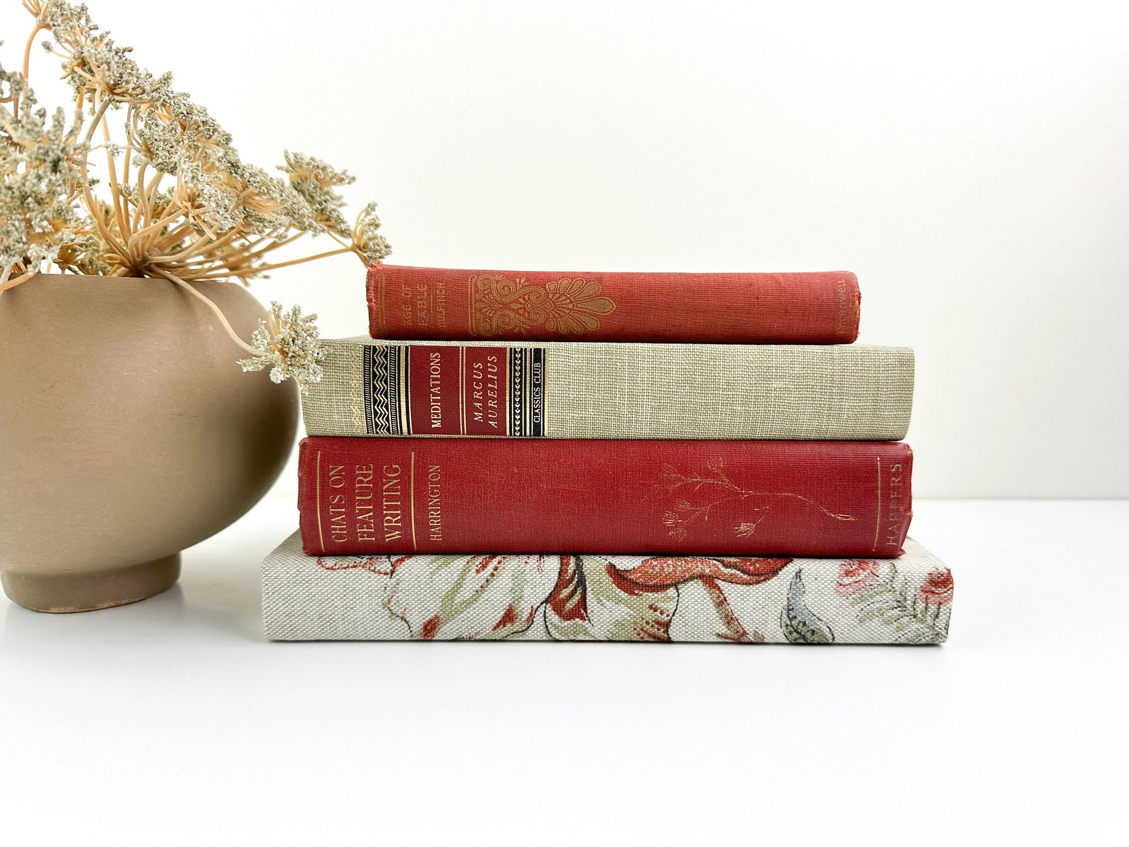 Red Books for Decor, Book Set for Decorating, Living Room Decor - Etsy