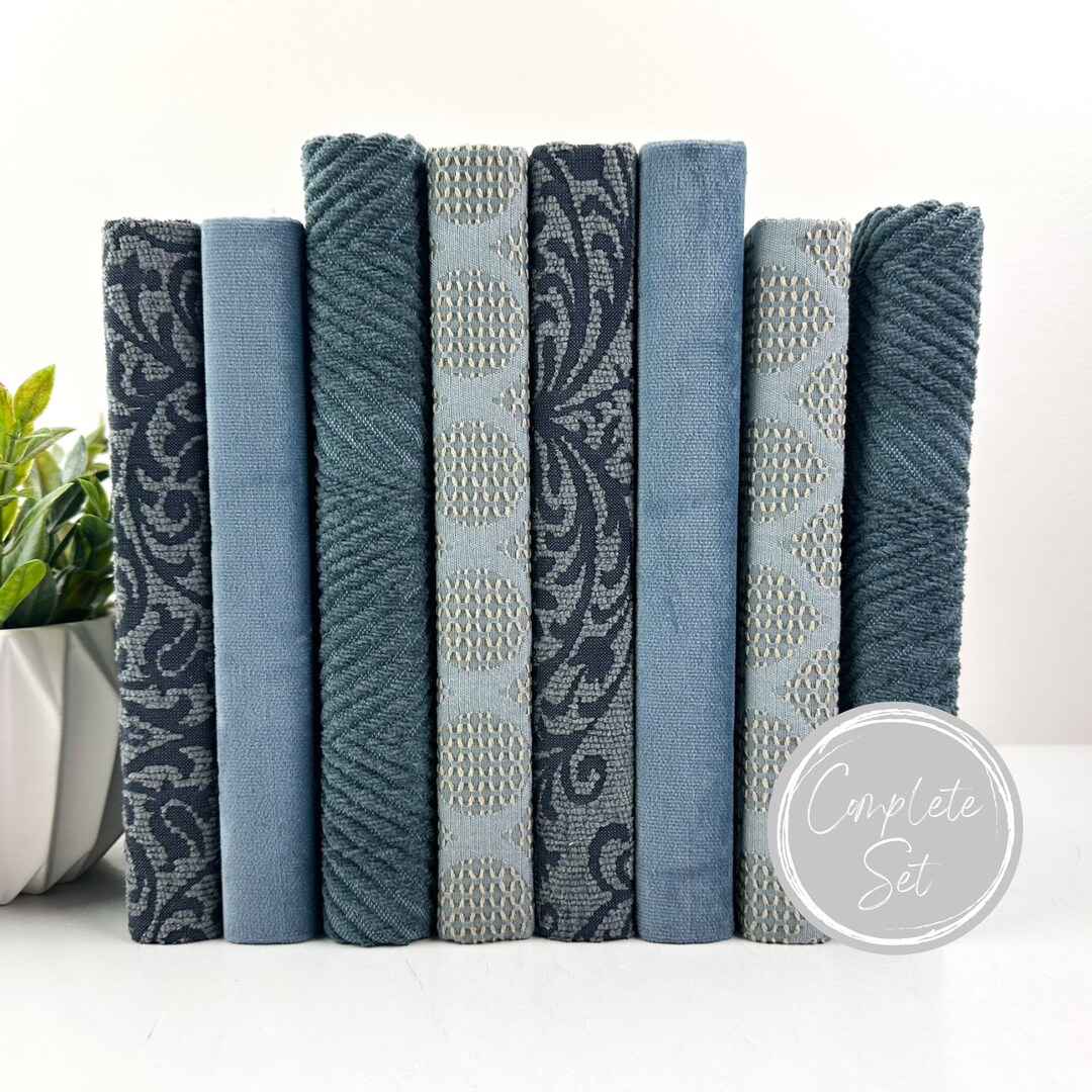 Blue Fabric Covered Book Set - Etsy