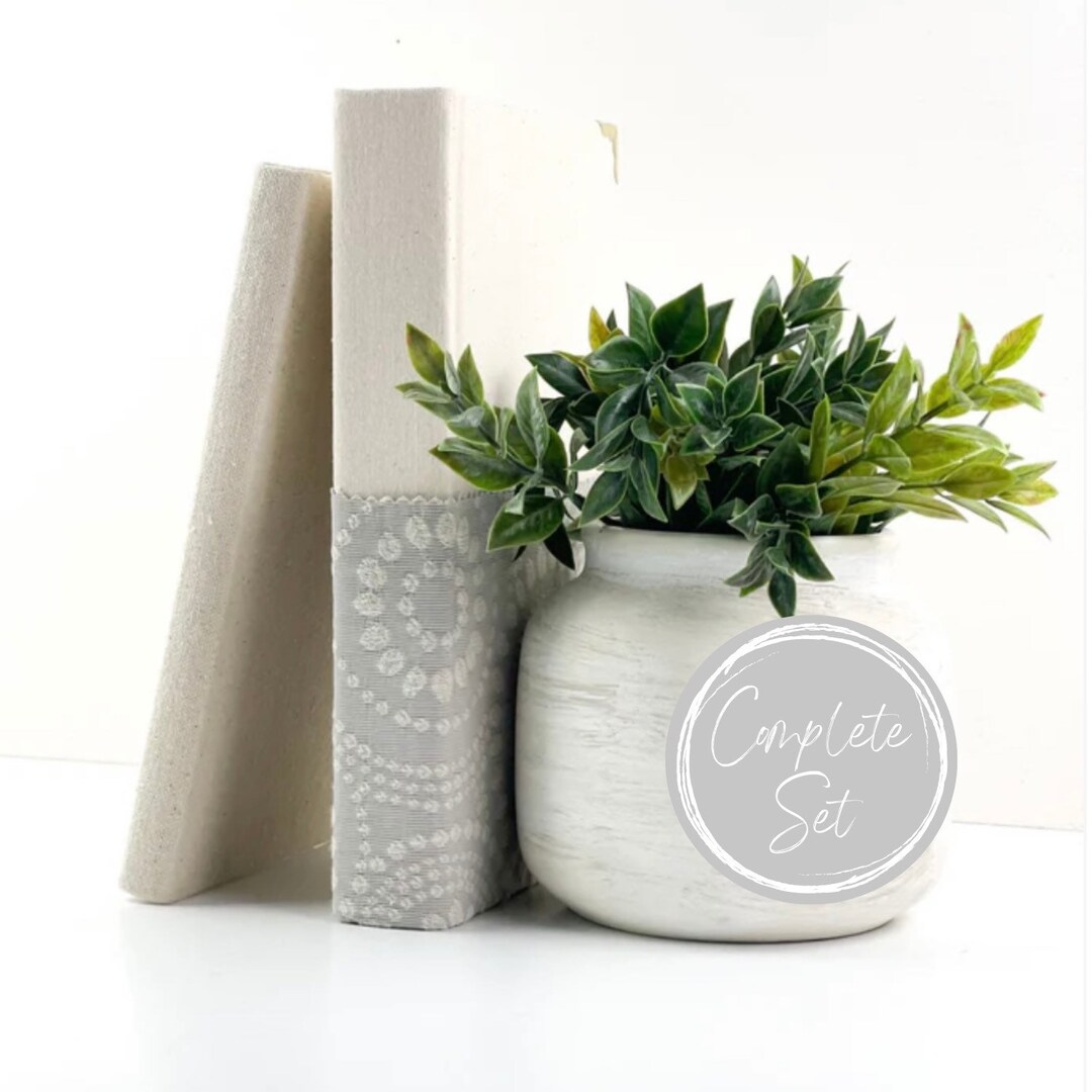 Linen Covered Books Shelf Decor - Etsy