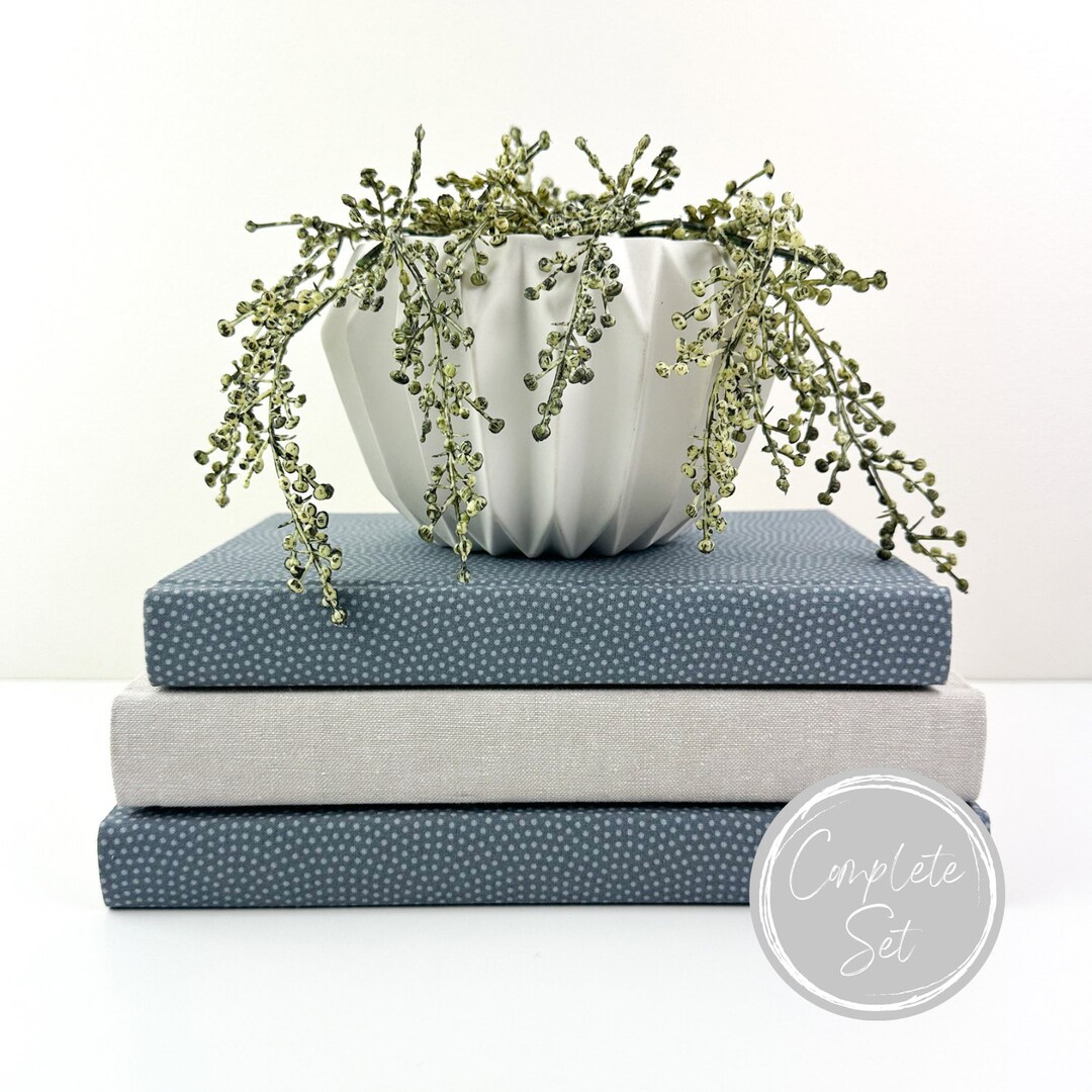 Blue Fabric Covered Book Set, Shelf Decor, Living Room Decor - Etsy