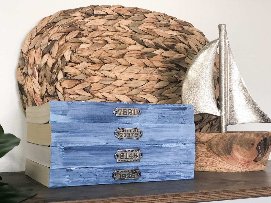 Blue Home Decor Decorative Books for Shelf Decor - Etsy