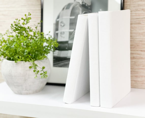 White Decorative Books Bookshelf Decor Linen Covered Books - Etsy Canada