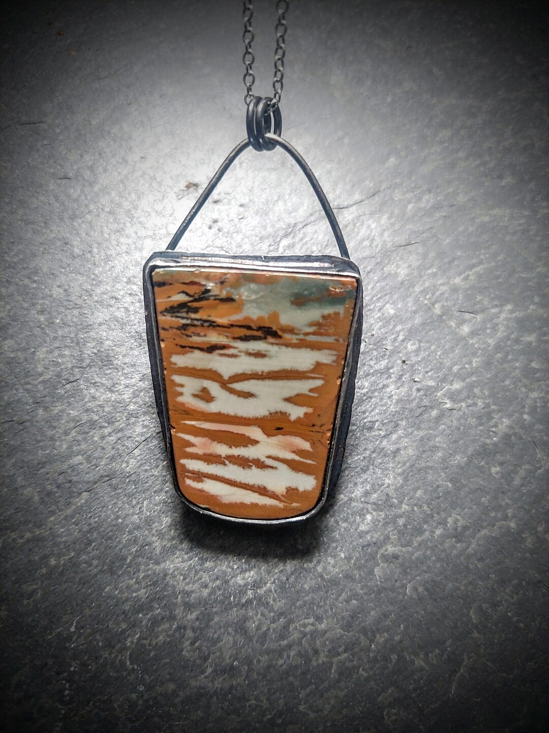Handmade Oregon Picture Jasper Pendant Necklace - Etsy