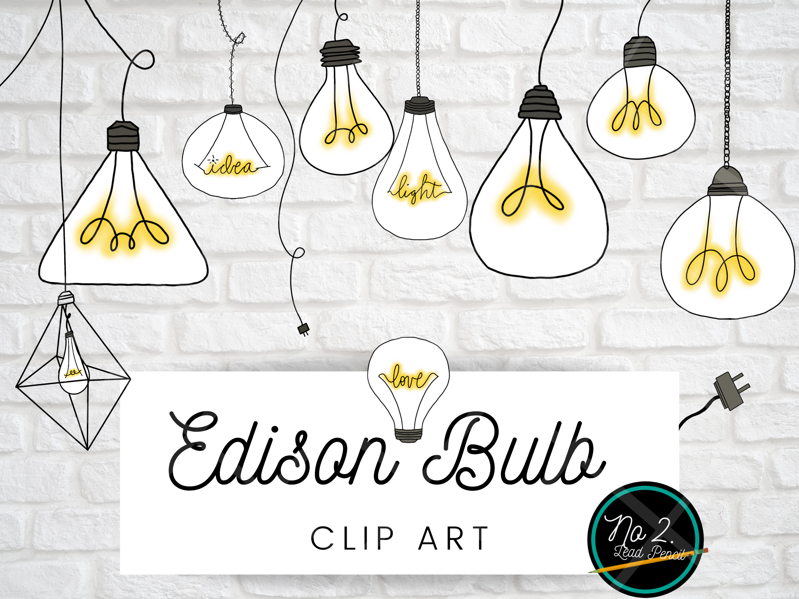 Colored Edison Bulb Clip Art Lightbulb Clip Art Hand Drawn Light Bulb Clip Art Png Filament