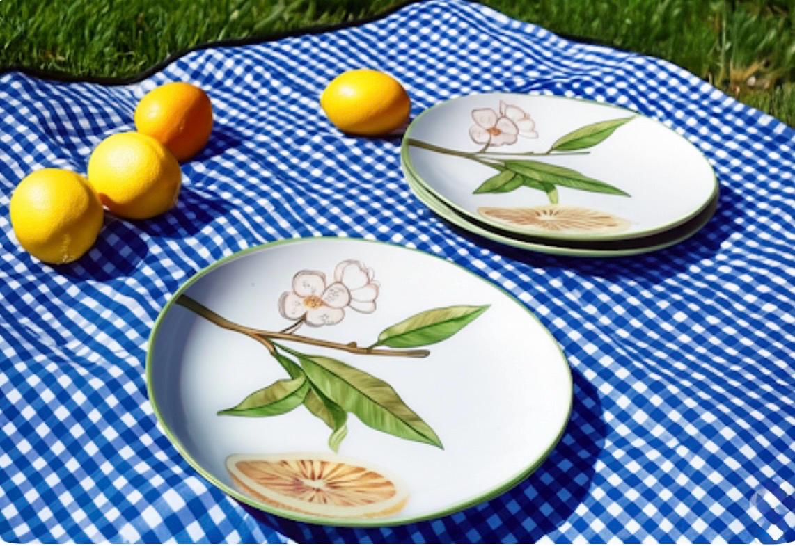 222 Fifth Frutta Lemon Plates Salad Plates Lemon Slice Branch With ...