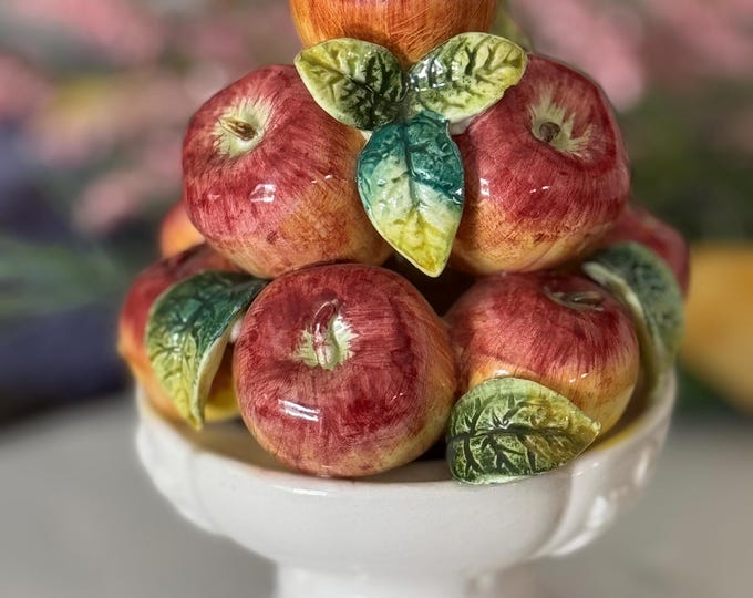 Vintage Kelvin’s Apple Topiary, Fruit Bowl, Centerpiece, Cottagecore ...