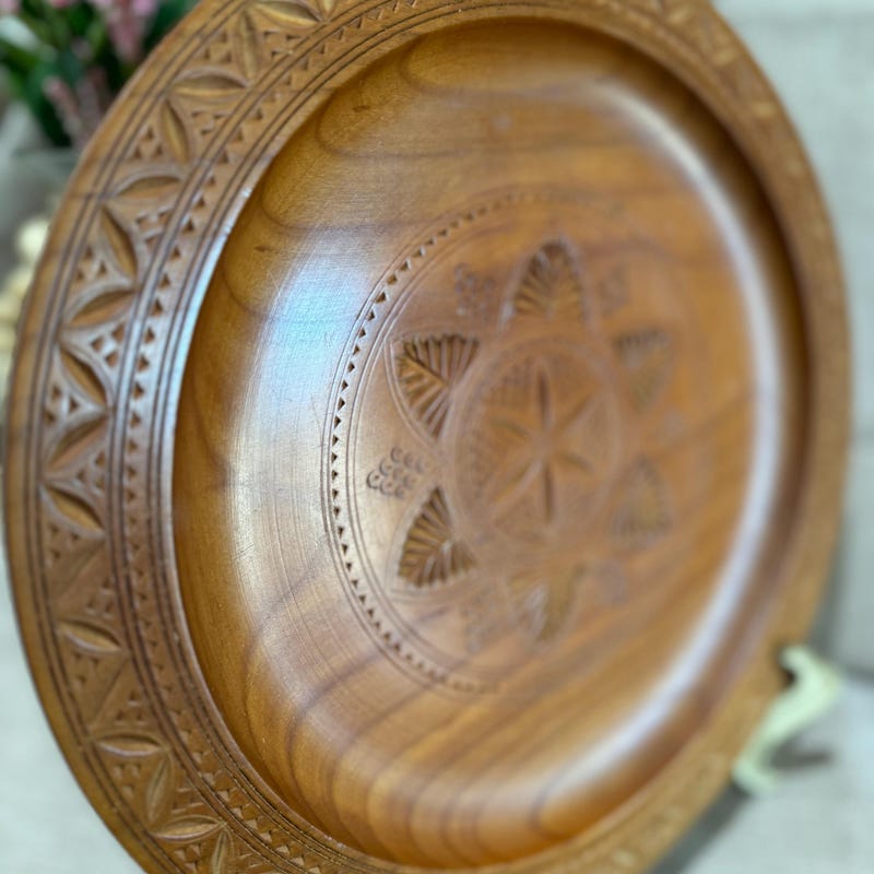 Wood Carved Plate - Etsy