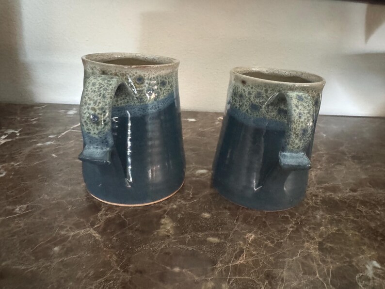 Sgraffito Ceramic Mugs: Botanical Imprint Pottery Coffee Cups, Set of ...