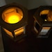 MCM Wood and Slag Glass Panel Hexagon Hurricanes/candle Holders, Set of ...