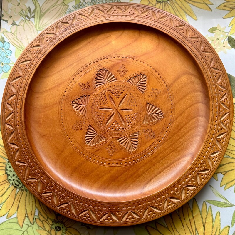 Wood Carved Plate - Etsy