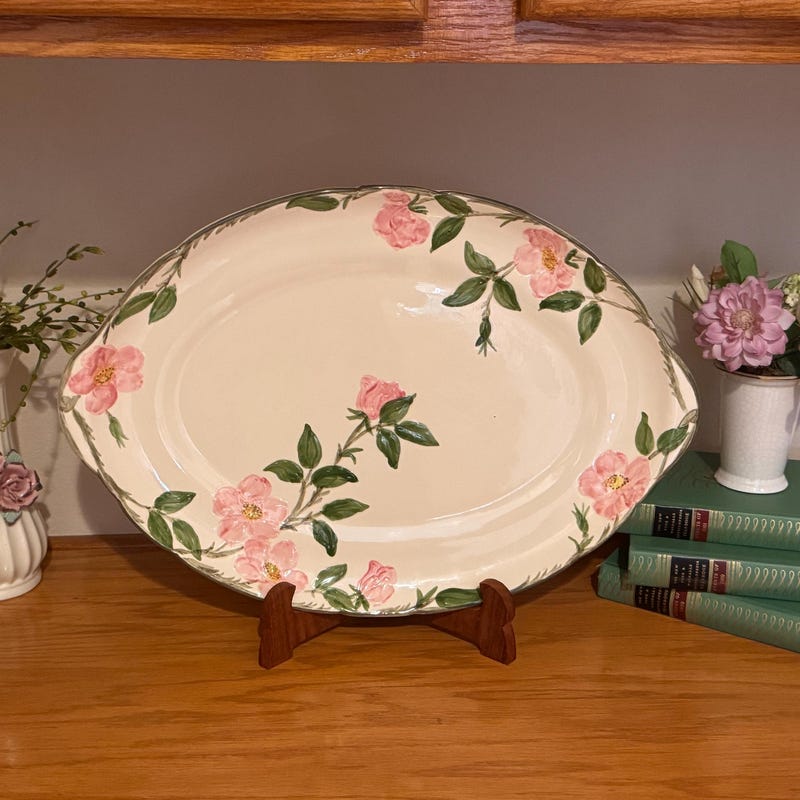 Pink Rose Oval Platter - Etsy