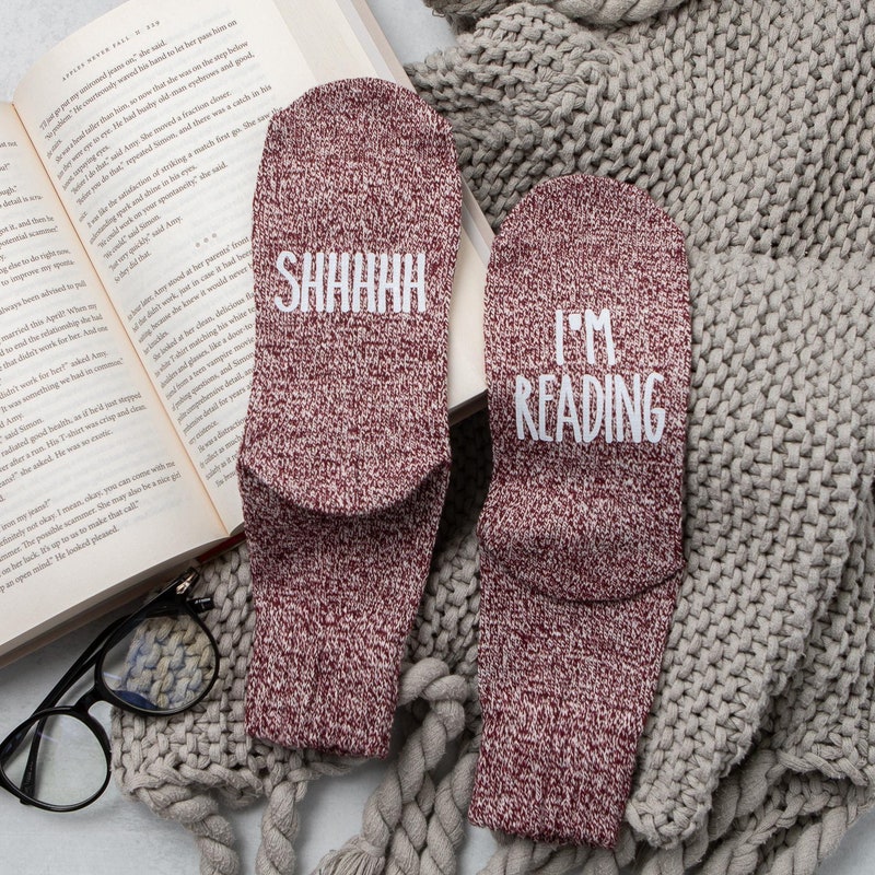 Shh I'm Reading Socks - Etsy