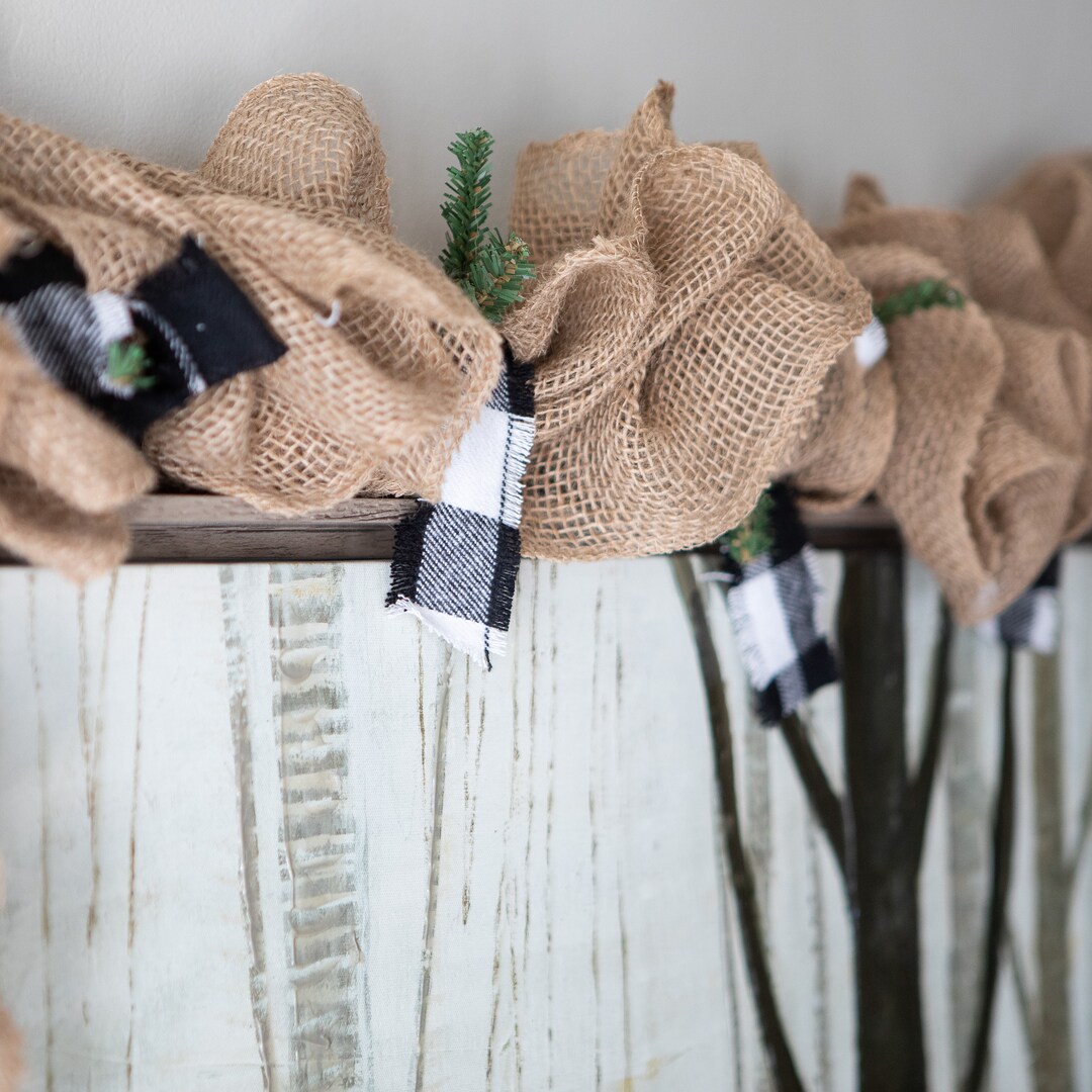 Christmas Buffalo Check Burlap Garland. Buffalo Plaid Garland. - Etsy