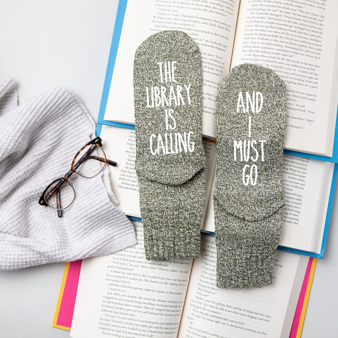 The Library is Calling and I Must Go Book Socks. Gift for Readers ...
