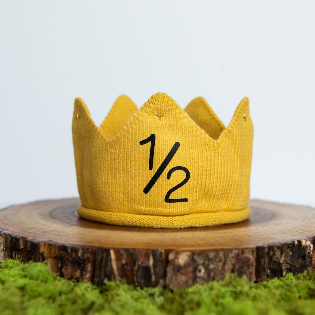 Half Birthday Knit Crown: Personalized Gold Party Hat - Etsy