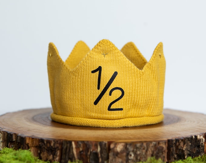 Miniature Half 1/2 6 Month Birthday Crown Headband Pink and Gold Baby ...