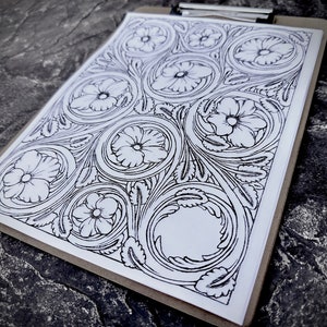 SHERIDAN FLORAL NOTEBOOK Cover Leather Carving Tooling Pattern - Large ...